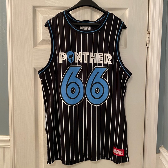 Marvel | Shirts | Marvel Black Panther 66 Basketball Jersey Size Large ...